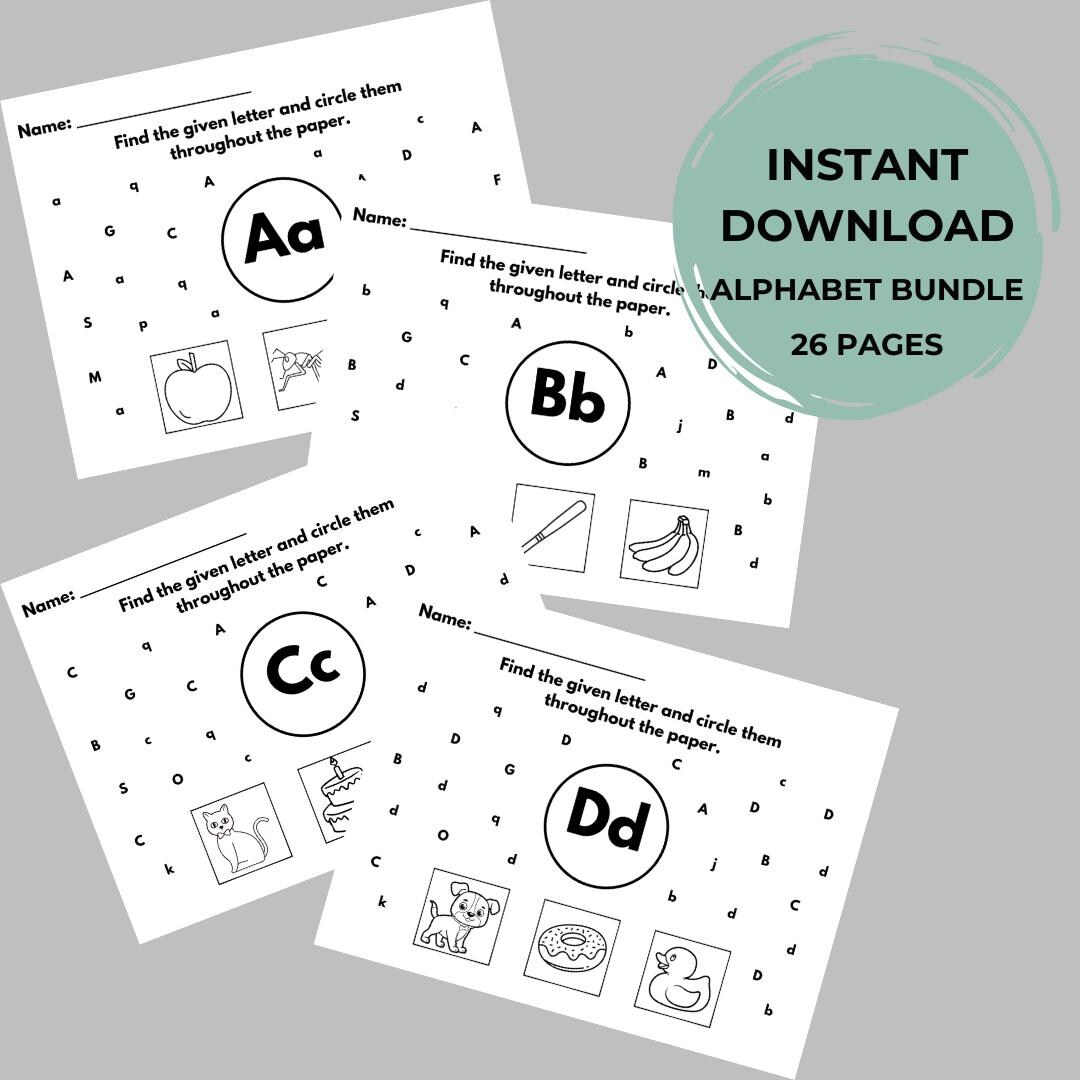 Alphabet Letter Search Find Letter and Circle Preschool Learning ...
