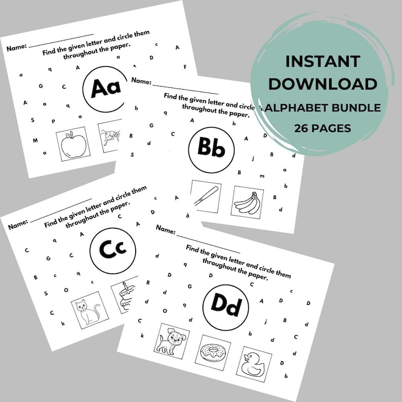 Alphabet Letter Search Find Letter and Circle Preschool Learning ...