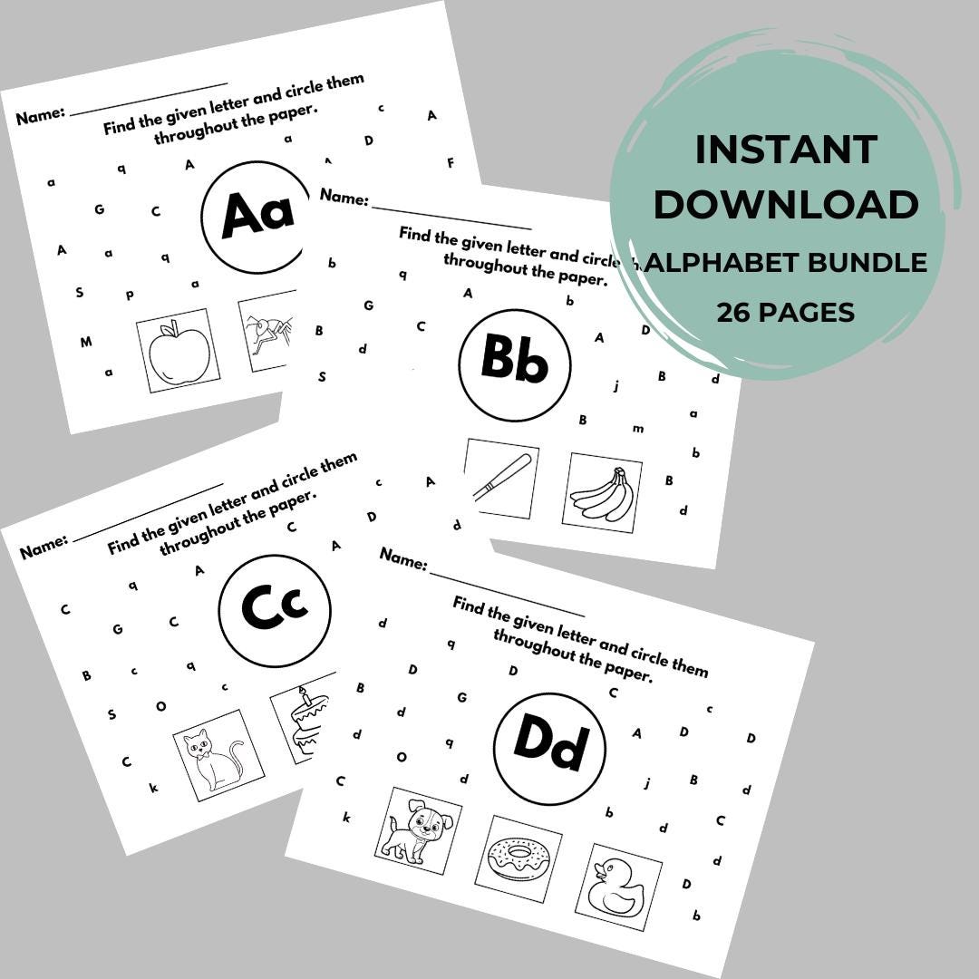 Alphabet Letter Search Find Letter and Circle Preschool Learning ...