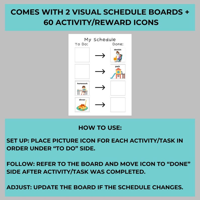 Visual Schedule Board Visual Support Daily Routine Chart ABA Autism ...