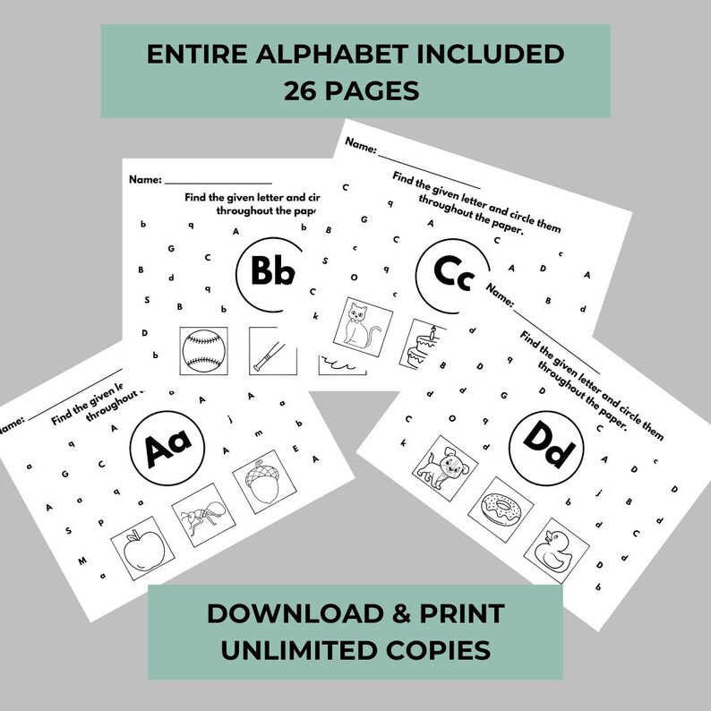 Alphabet Letter Search Find Letter and Circle Preschool Learning ...