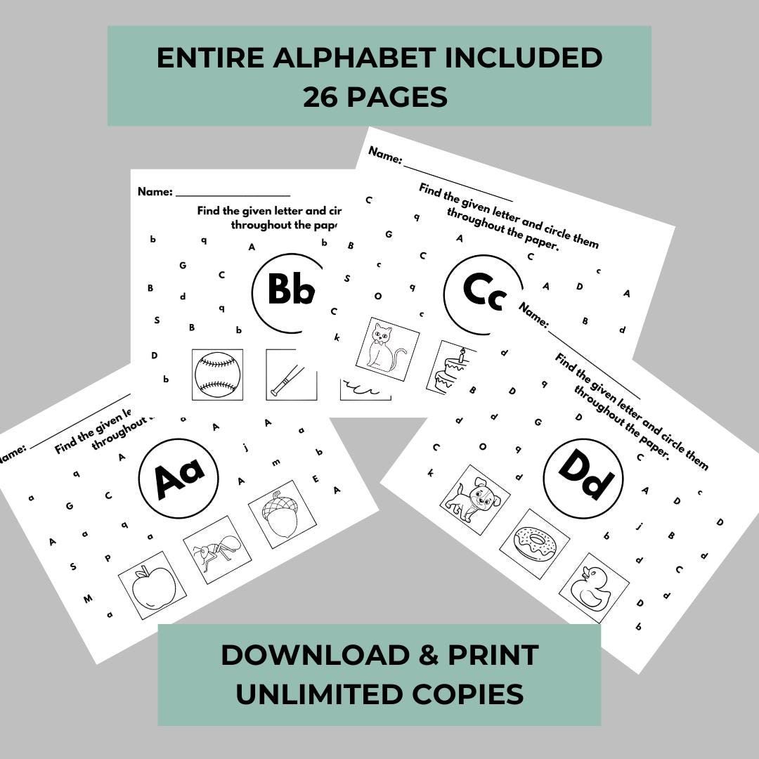 Alphabet Letter Search Find Letter and Circle Preschool Learning ...