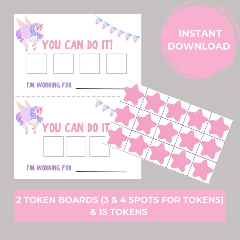 Unicorn Token Board, Printable Token Economy, Behavior Change, Reward ...