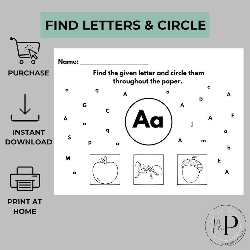 Alphabet Letter Search Find Letter and Circle Preschool Learning ...