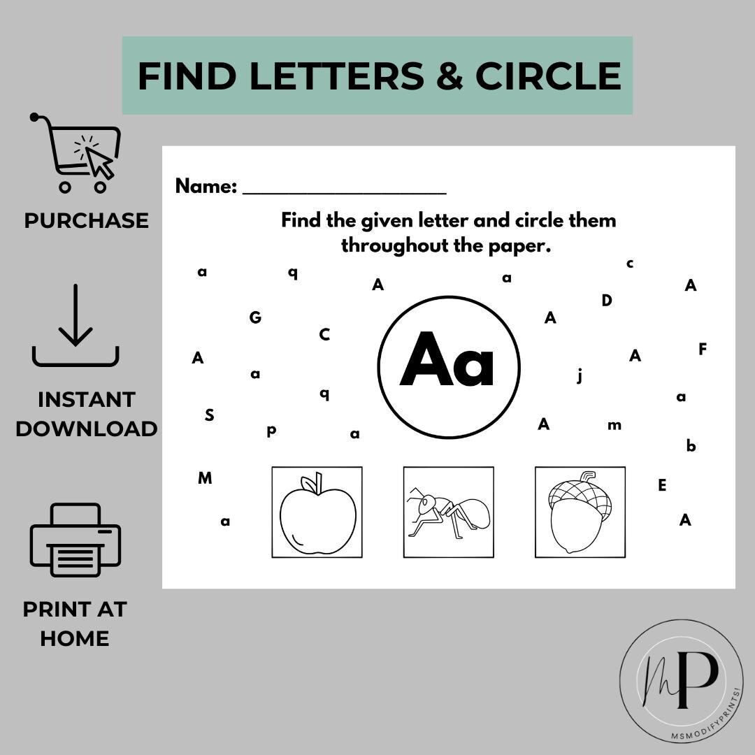 Alphabet Letter Search Find Letter and Circle Preschool Learning ...