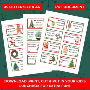 Christmas Joke Cards Kid Lunchbox Jokes Christmas Lunchox Notes for ...