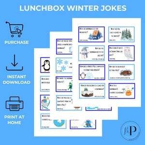 Winter Joke Cards Kid Lunchbox Jokes Winter Lunchox Notes for Kids ...