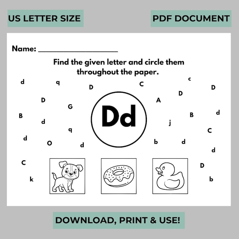 Alphabet Letter Search Find Letter and Circle Preschool Learning ...