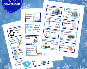 Christmas Joke Cards Kid Lunchbox Jokes Christmas Lunchox Notes for ...