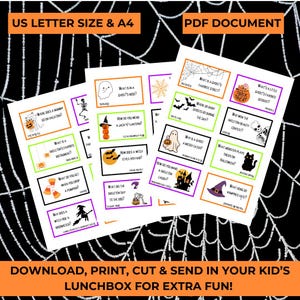 Halloween Joke Cards Kid Lunchbox Jokes Halloween Lunchbox Notes for ...