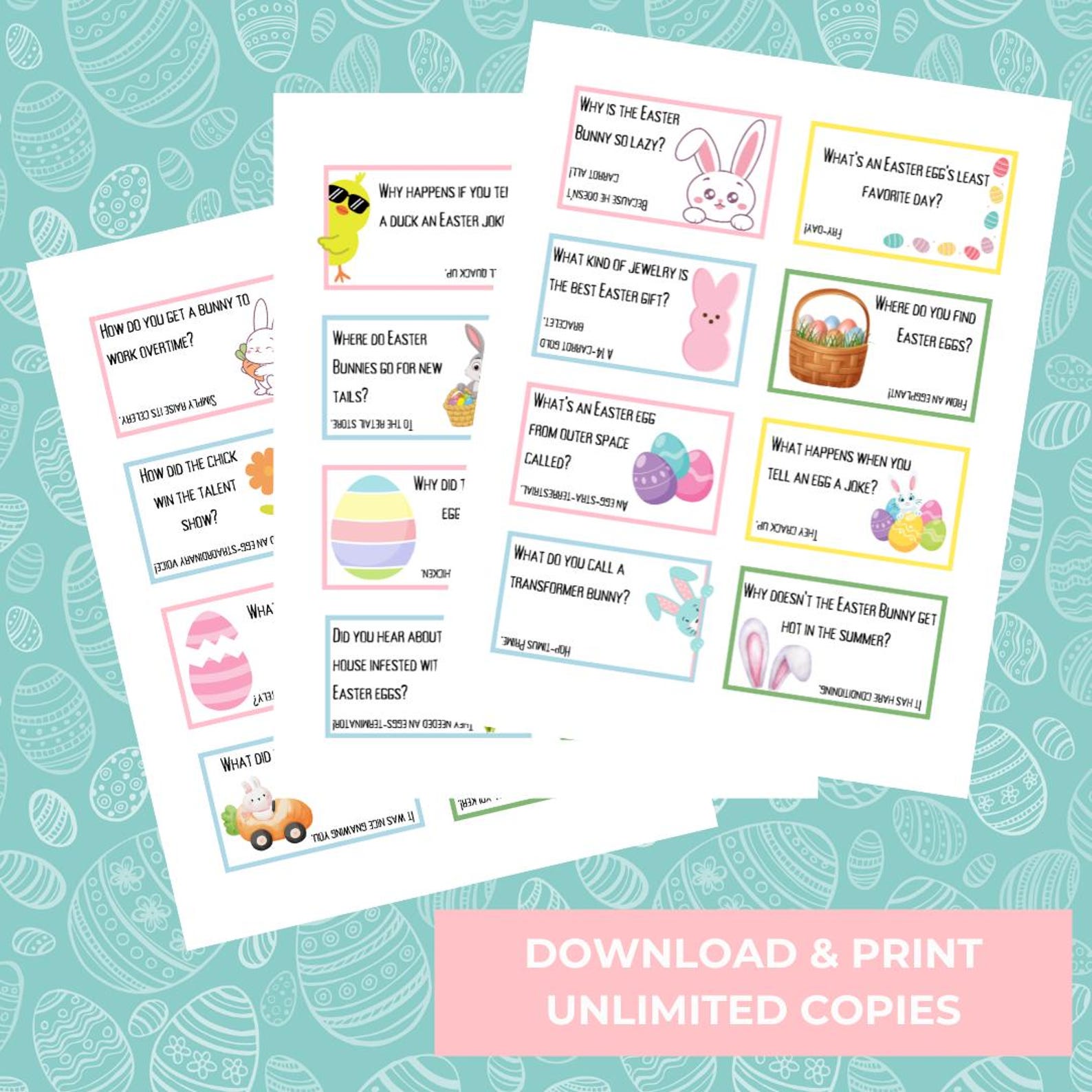 Easter Joke Cards Kid Lunchbox Jokes Spring Lunchox Notes for Kids ...