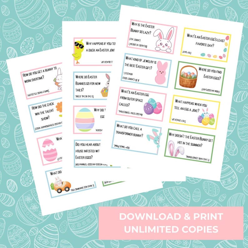 Easter Joke Cards Kid Lunchbox Jokes Spring Lunchox Notes for Kids ...