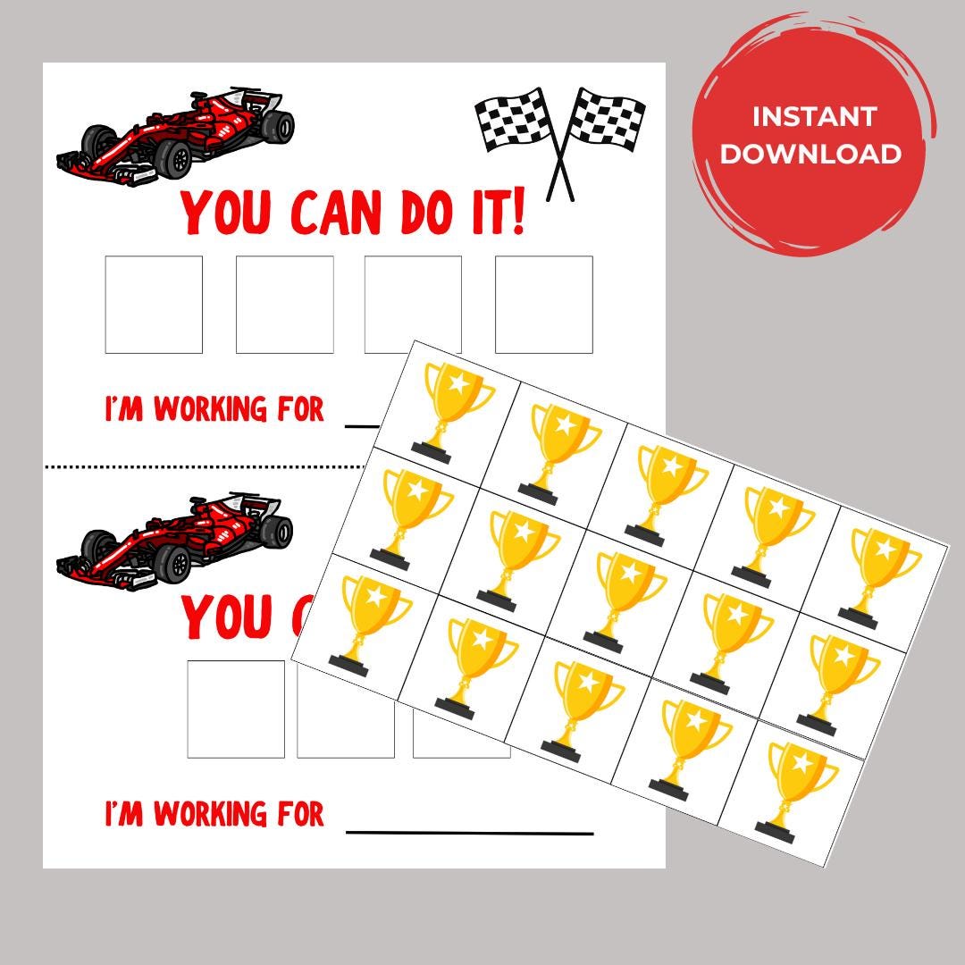 Race Car Token Economy, Printable Token Board, ABA, Autism Resource ...