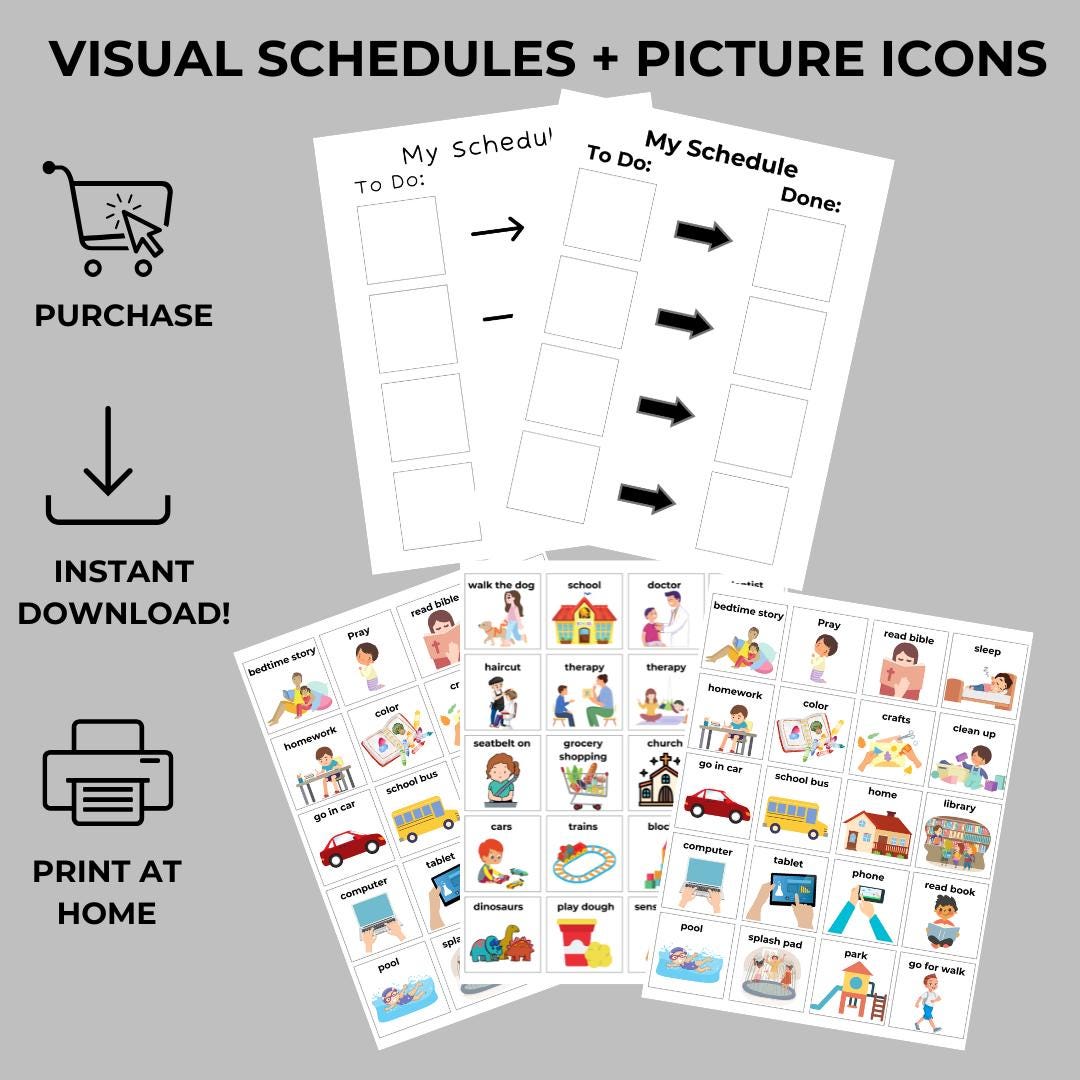 Visual Schedule Board Visual Support Daily Routine Chart ABA Autism ...