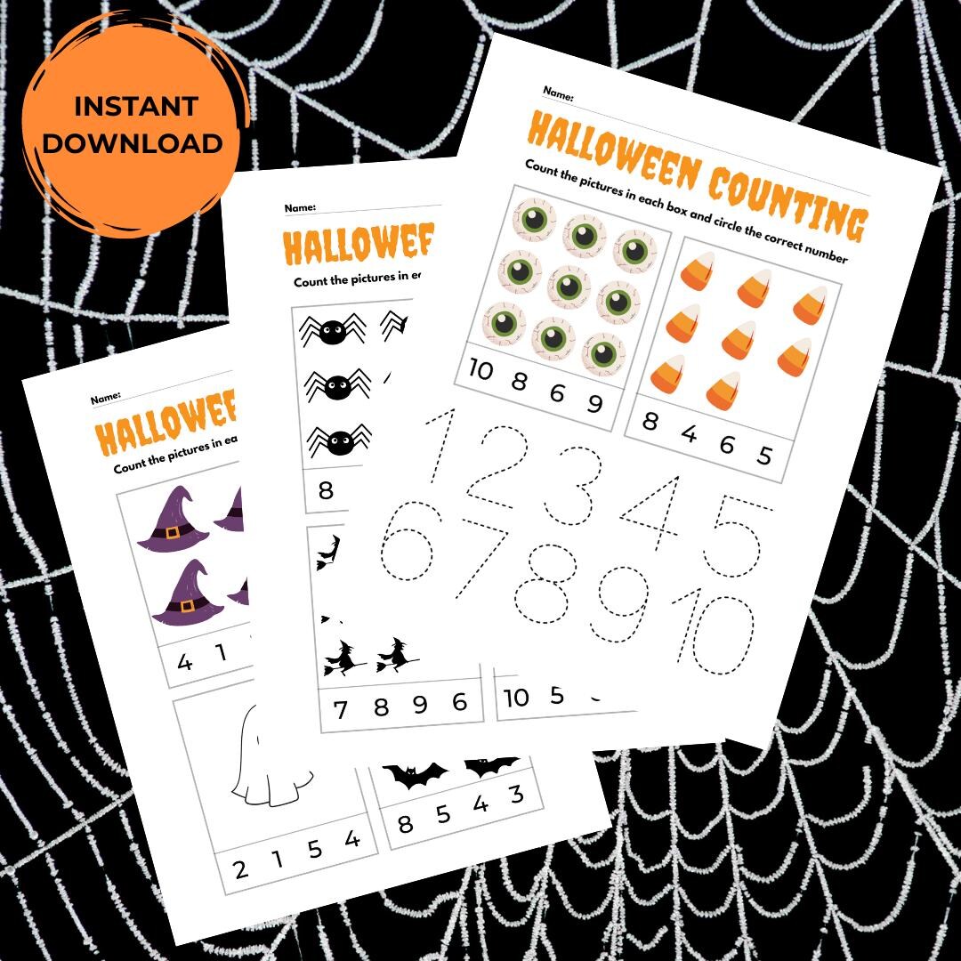 Halloween Counting Worksheets Preschool Learning Homeschool Learning ...