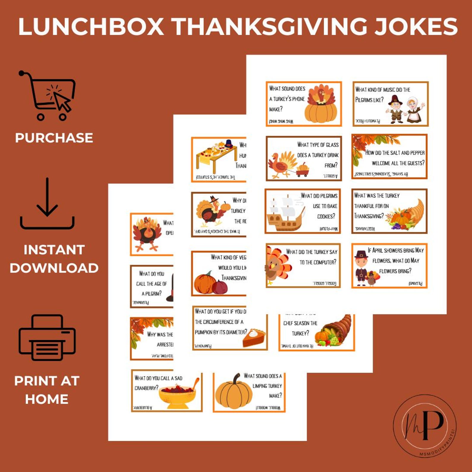 Thanksgiving Joke Cards Kid Lunchbox Jokes Thanksgiving Lunchbox Notes ...