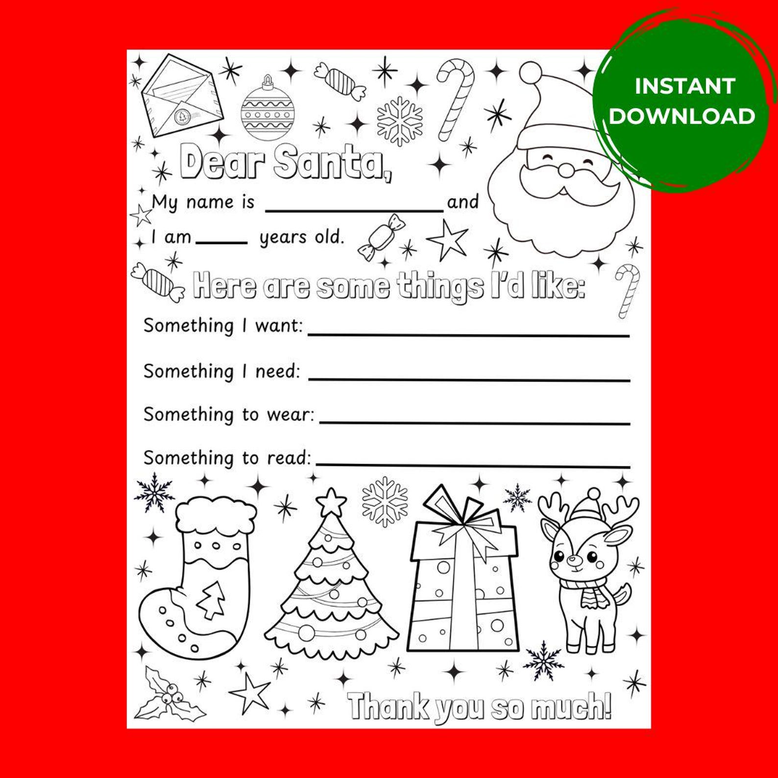 Letter to Santa Printable Dear Santa Letter Printable Letter to Santa ...