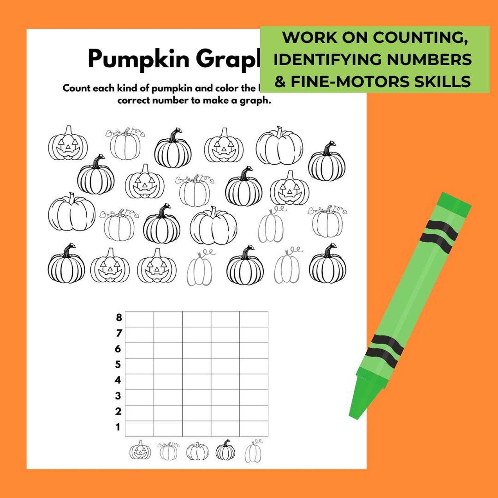 Pumpkin Counting Printable Preschool Math Pumpkin Graphing Worksheet ...