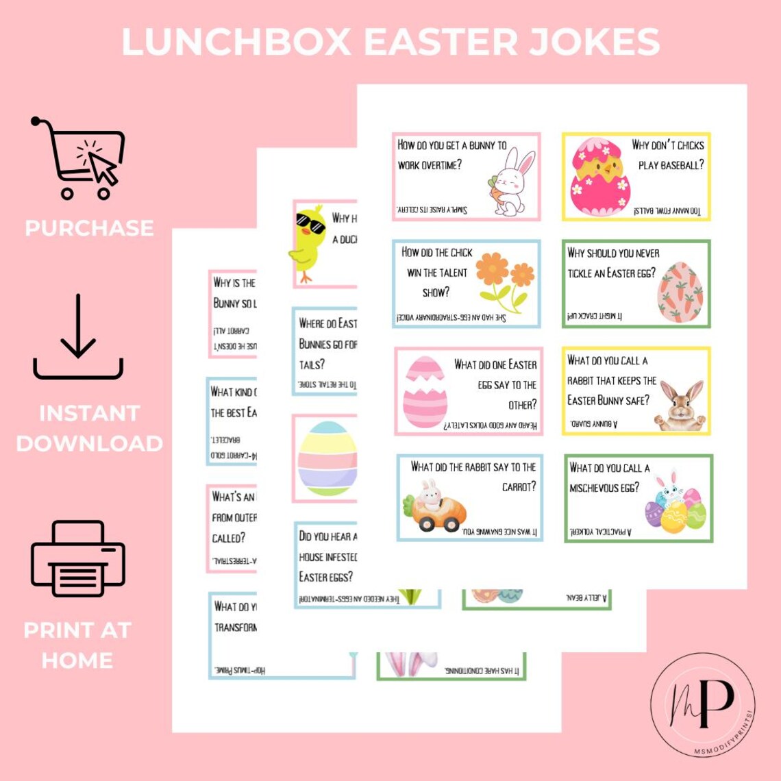 Easter Joke Cards Kid Lunchbox Jokes Spring Lunchox Notes for Kids ...