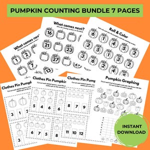 Fall Preschool Kindergarten Pumpkin Counting Numbers Learning Bundle ...