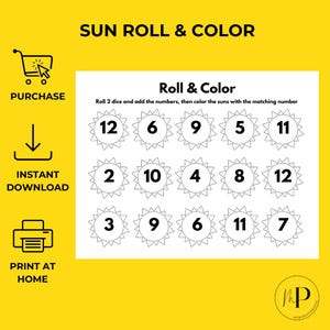 Roll and Color Spring Printable Kids Numbers Game Spring Summer Math ...