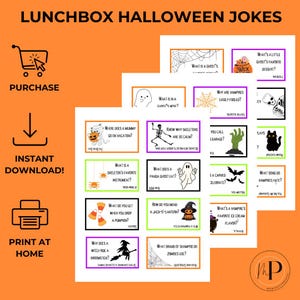 Halloween Joke Cards Kid Lunchbox Jokes Halloween Lunchbox Notes for ...