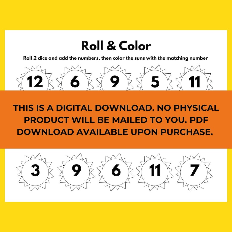Roll and Color Spring Printable Kids Numbers Game Spring Summer Math ...