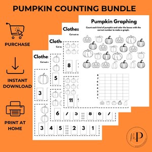 Fall Preschool Kindergarten Pumpkin Counting Numbers Learning Bundle ...