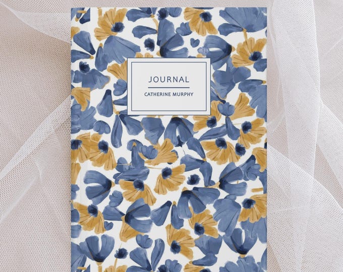 Personalized Hardcover Journal Custom Notebook Flower Journal Blue ...