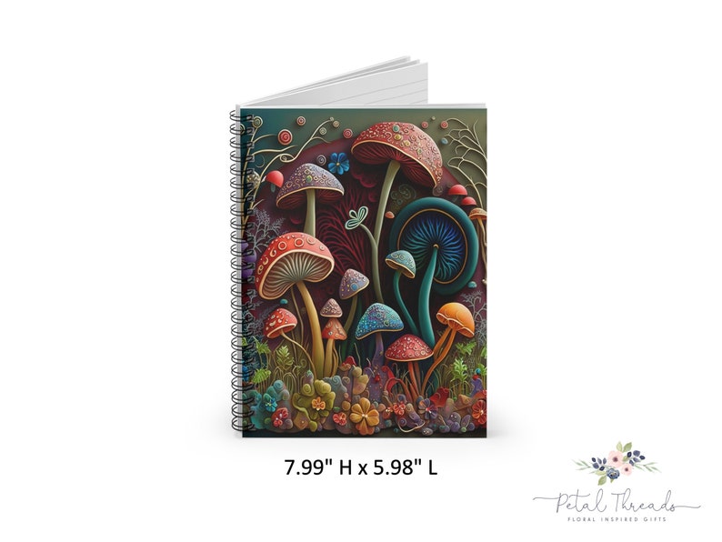 Spiral Notebook Cottagecore Mushrooms Cute Floral Notebook - Etsy