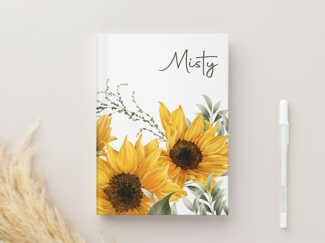 Personalized Hardcover Journal Custom Notebook Floral Journal Sunflower ...