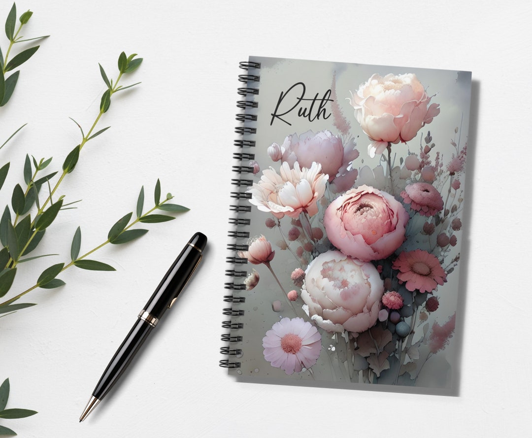 Personalized Spiral Notebook for Women Vintage Flowers Custom Journal ...