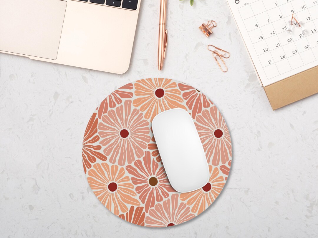 Flowers Mouse Pad Retro Floral Print Mousepad Aesthetic Office Decor ...