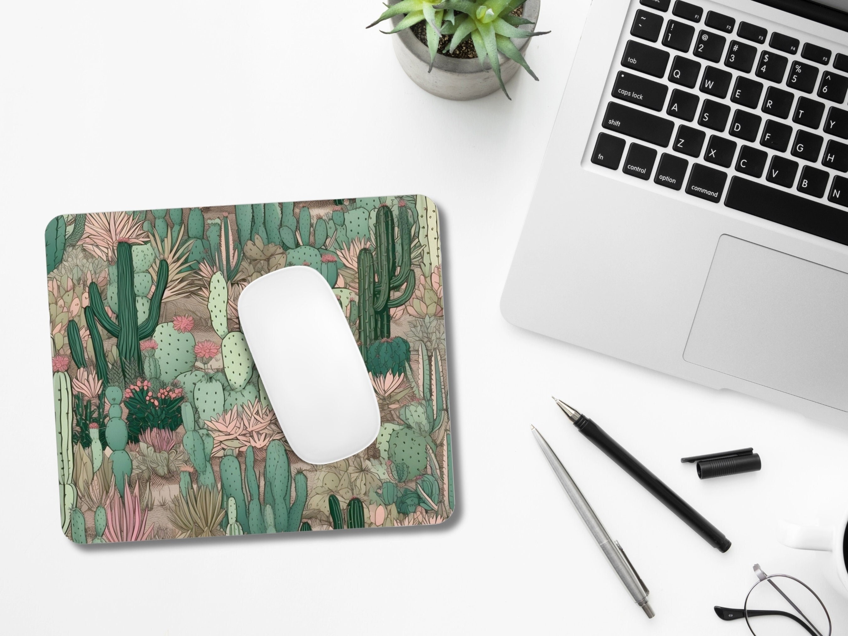 Cactus Mousepad Aesthetic Office Decor Desert Print Mouse Pad Botanical ...