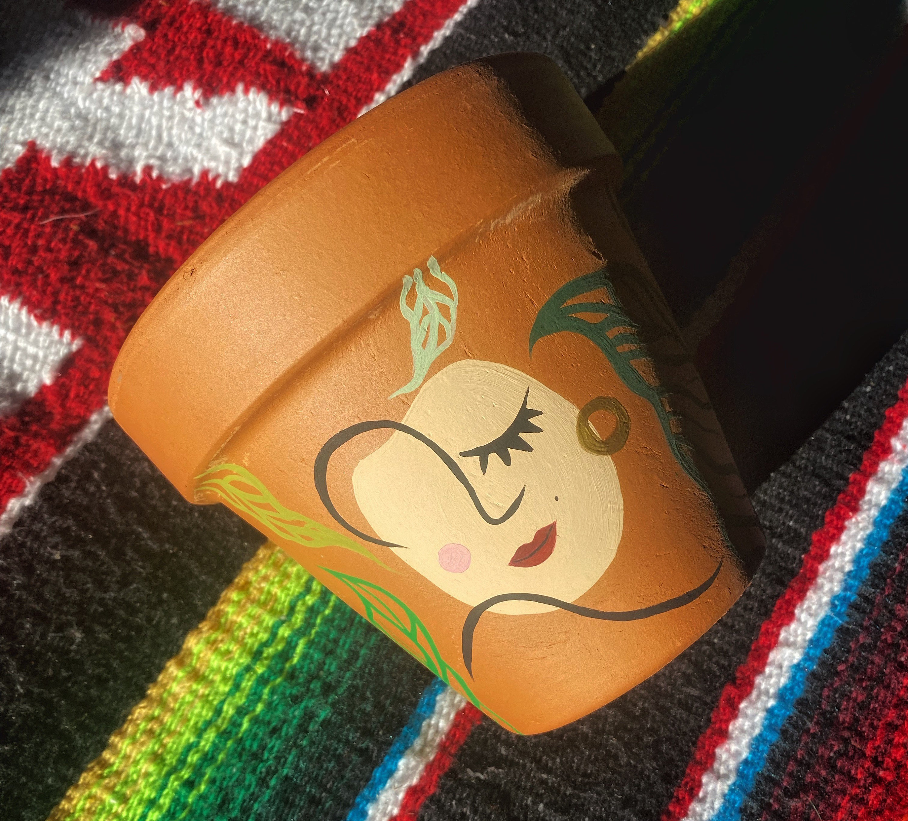 Abstract Face, Boho Planters, Terracotta Planters, Hand Painted Planter ...