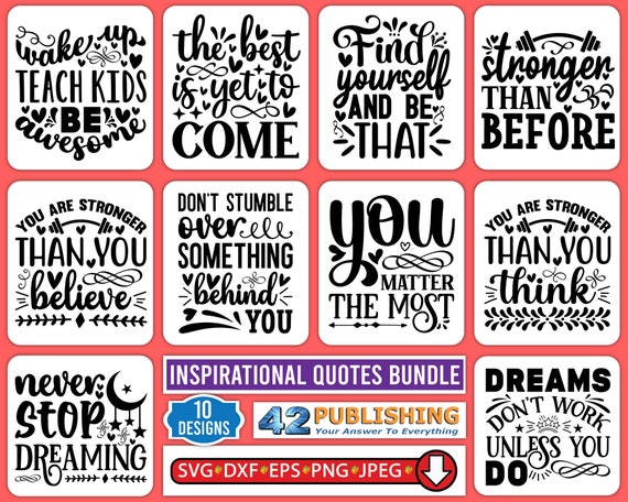 Inspirational Quotes SVG Bundle Quotes About Life Inspiring - Etsy