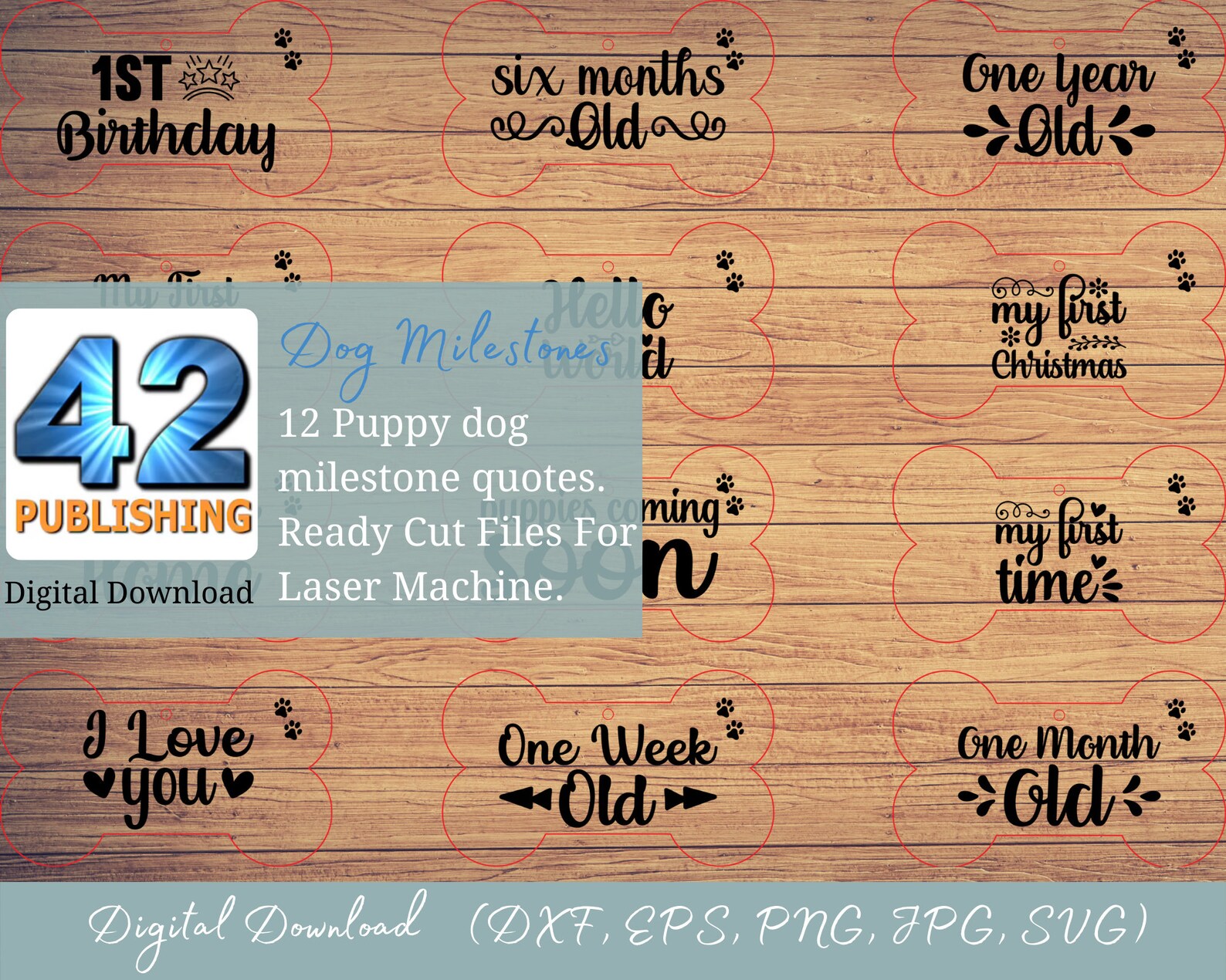 Puppy Dog Milestone Quotes, Ready Cut Files for Laser Machine, Vinyl ...