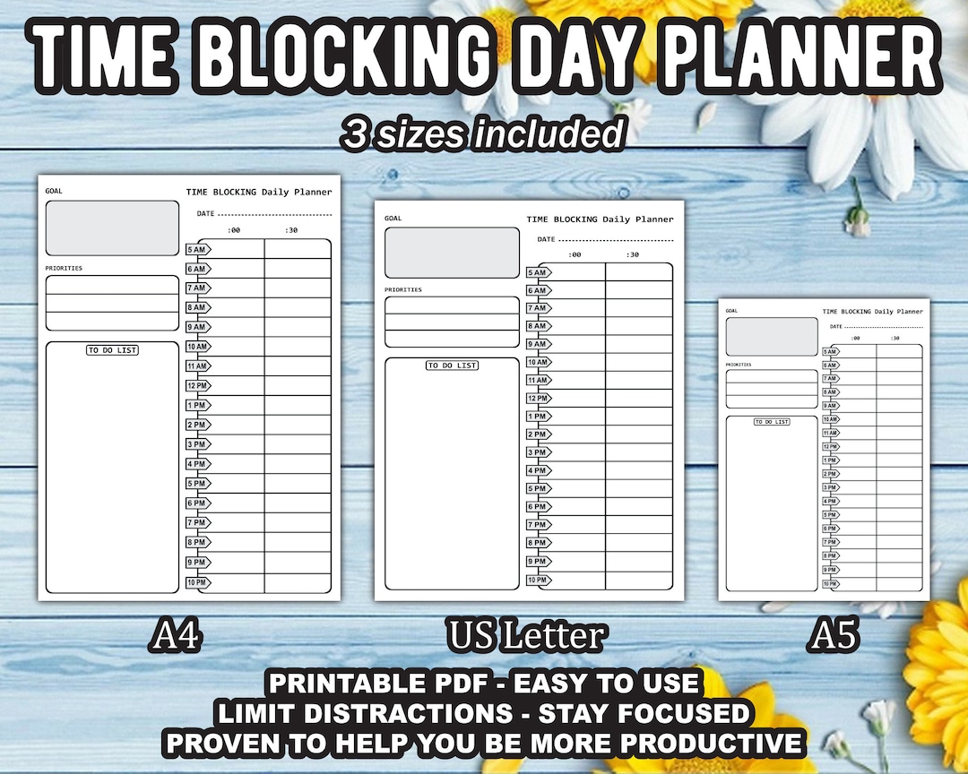 This HOURLY PLANNER is a Printable Planner That Uses Time Blocking ...