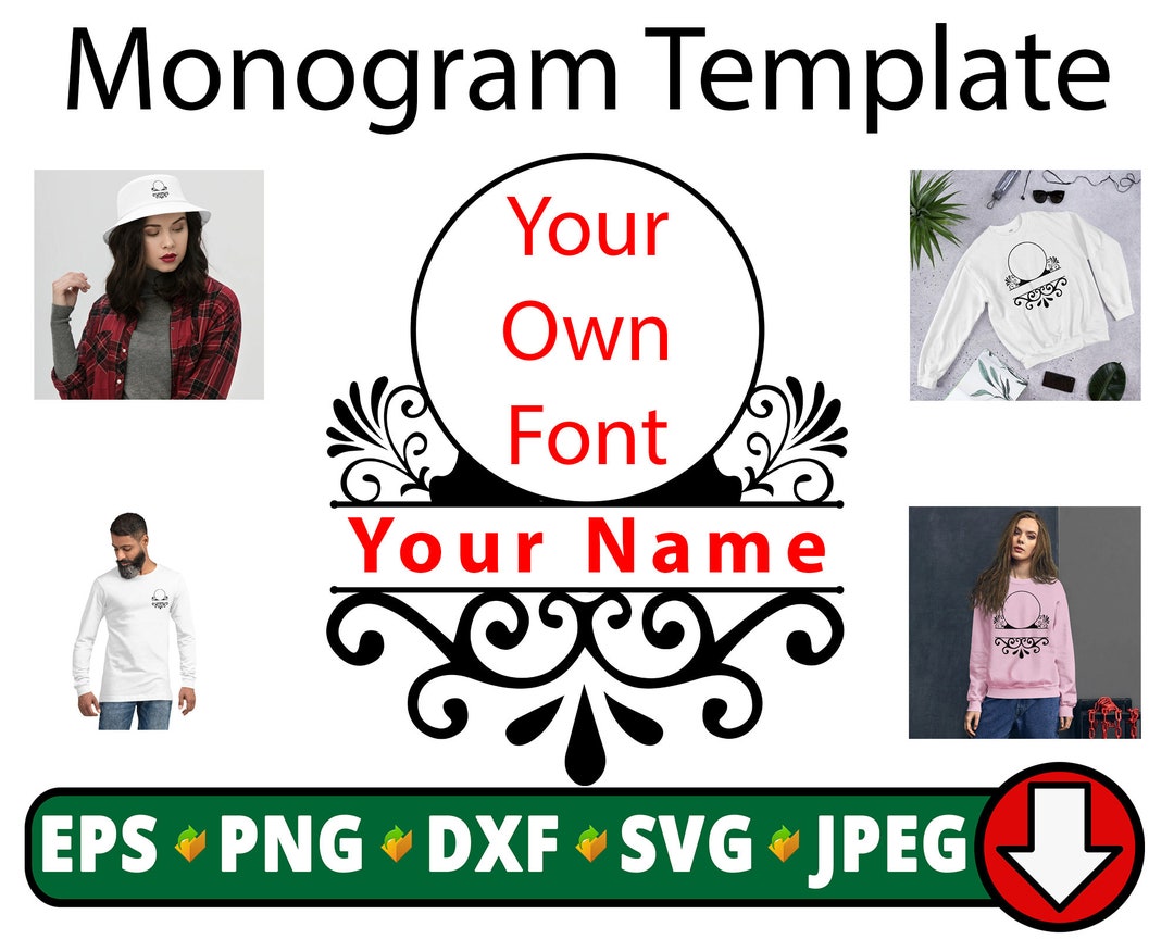 Monogram Template, SVG, Svg FILES for Cricut, Digital Downloadable ...