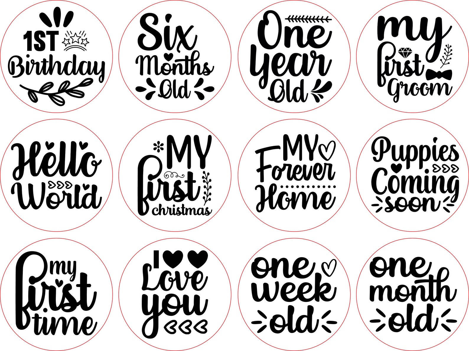 Puppy Dog Milestone Quotes, Ready Cut Files for Laser Machine, Vinyl ...