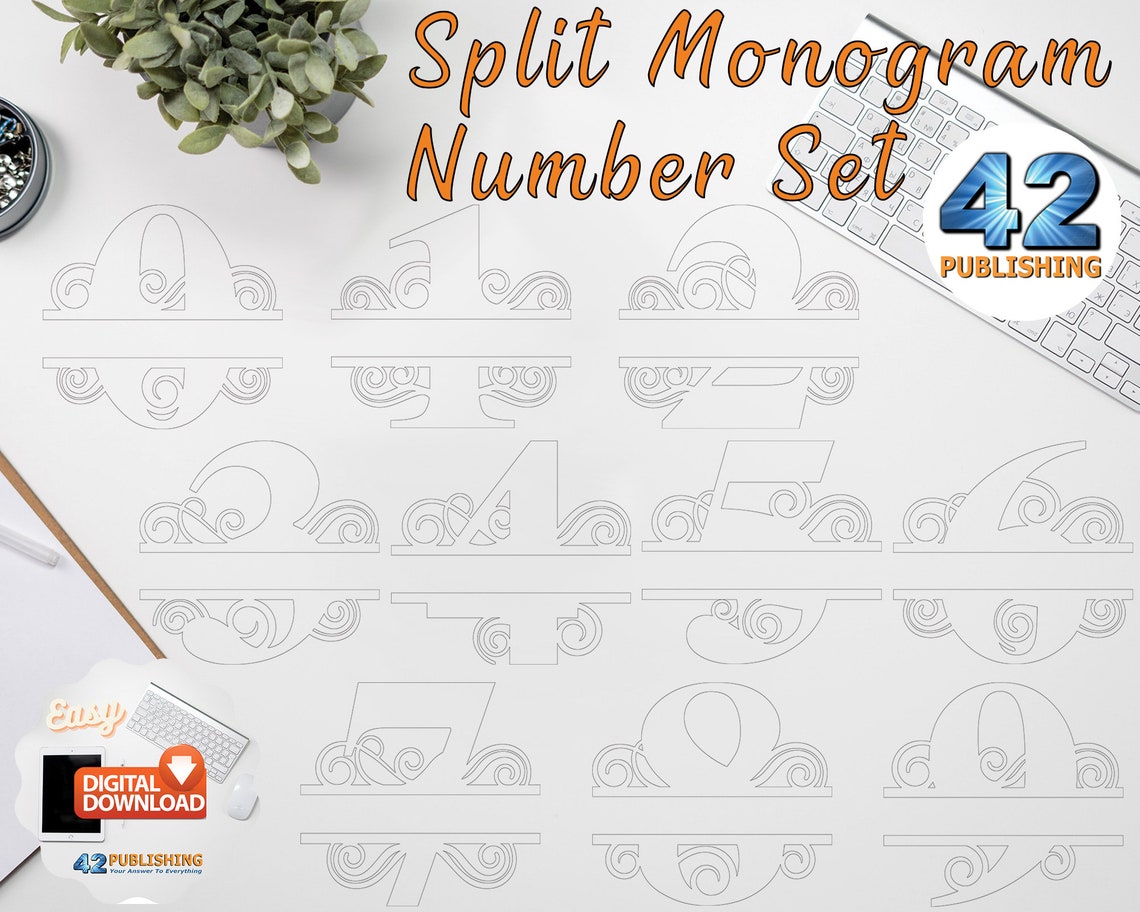 Split Monogram Numbers, Split Font SVG, Calligraphy Svg, Number Print ...