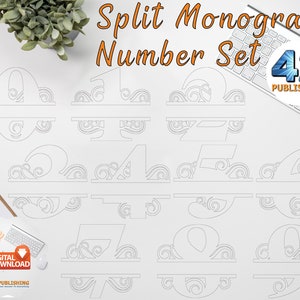 Split Monogram Numbers, Split Font SVG, Calligraphy Svg, Number Print ...