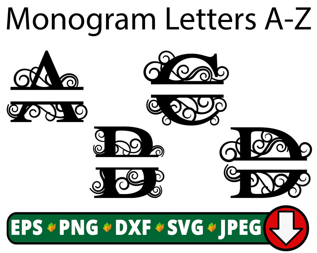 Split Monogram Font, Trendy SVG, Cricut Letter Font, Split Letter SVG ...