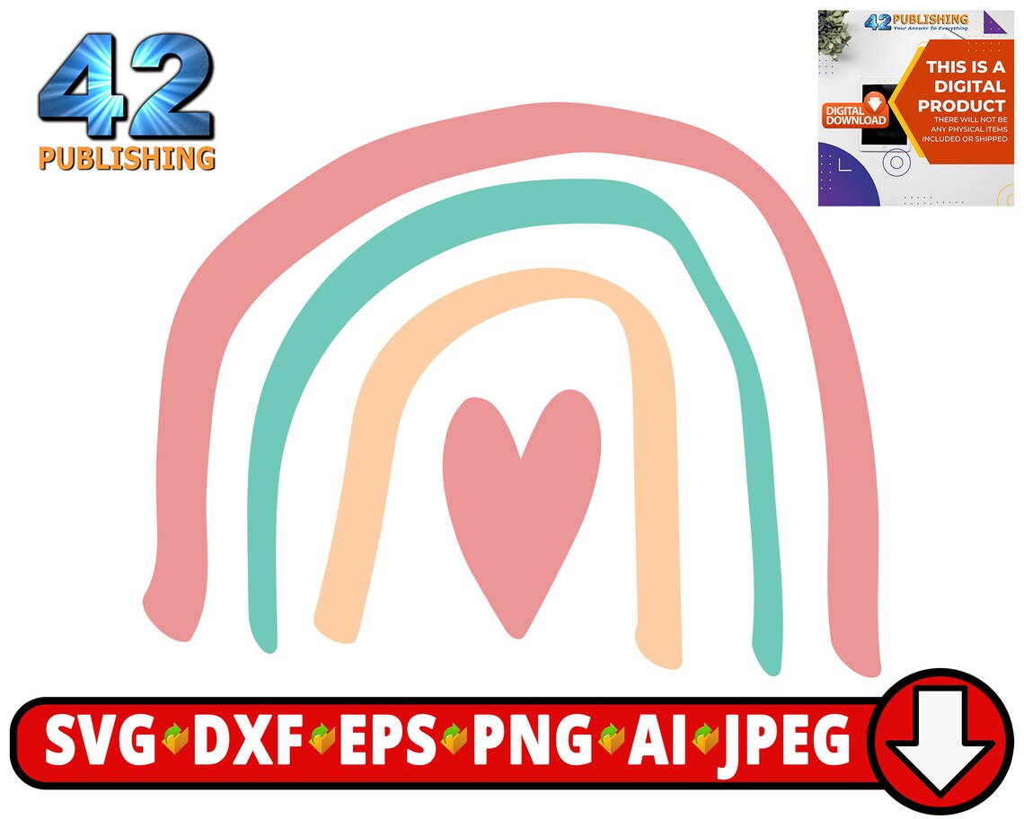 Watercolor Boho Rainbow SVG Pastel Rainbow Clip Art Boho - Etsy