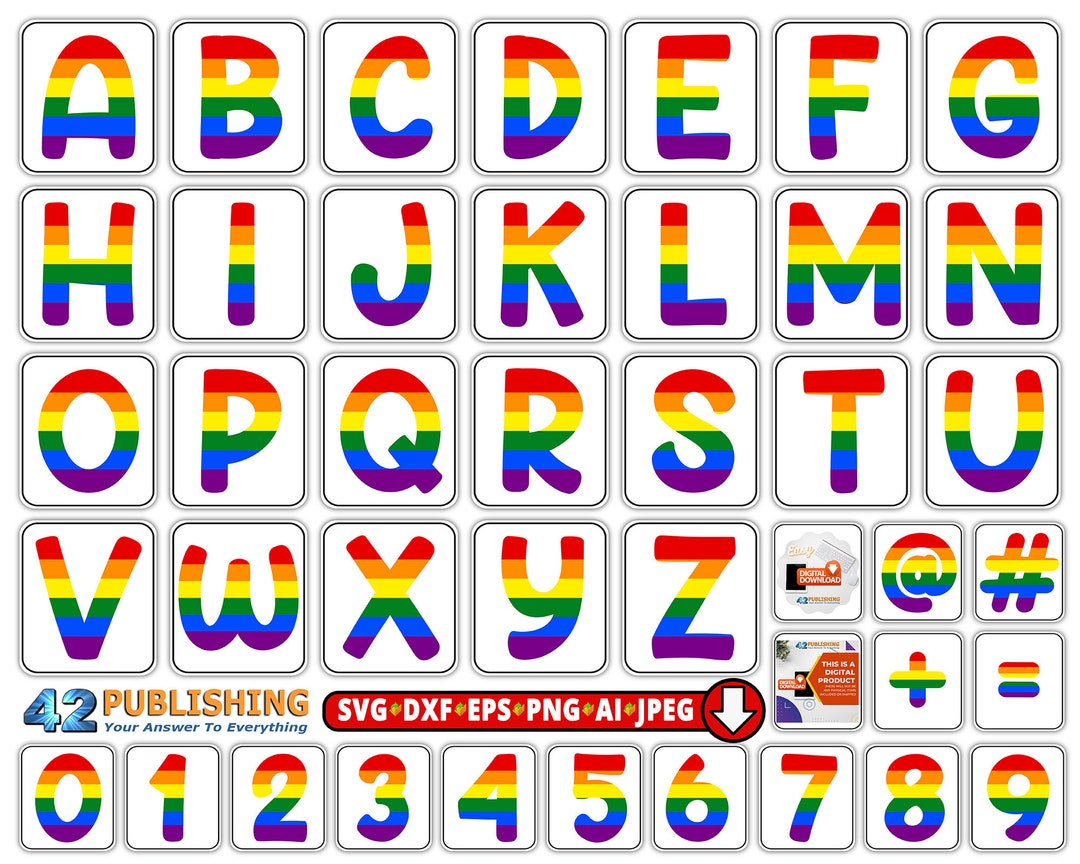 LGBTQ Pride Font Set, Gay Pride Svg, LGBT Pride Pin, Bisexual, Gay Svg ...