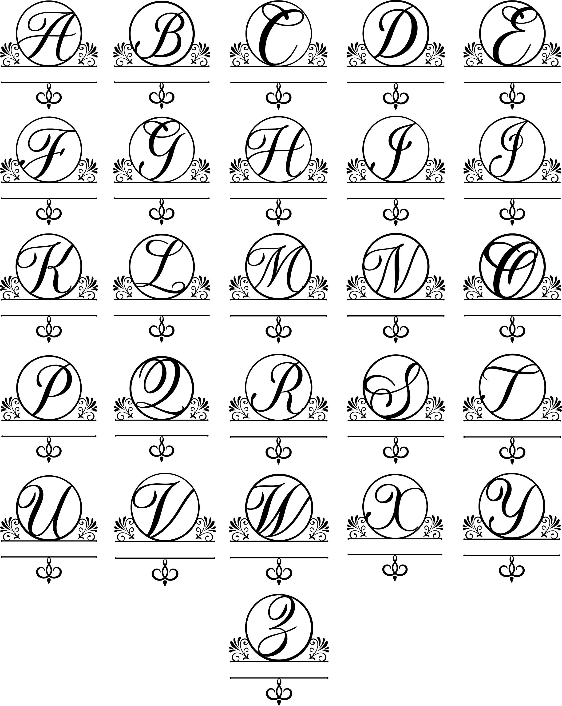 Monogram Letters, SVG, Svg FILES for Cricut, Digital Downloadable Split ...