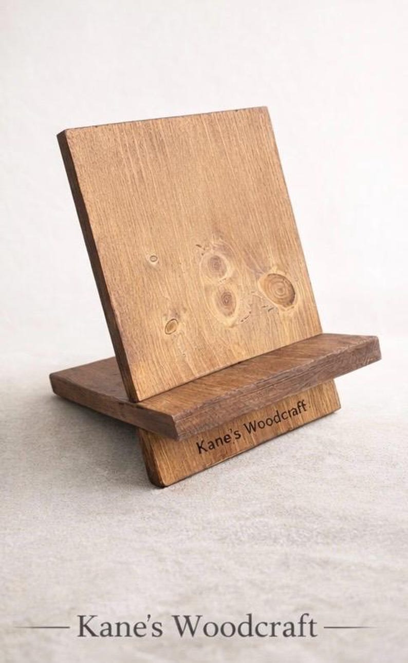 Handmade Wooden Tablet Stand – Rustic Phone Holder – Solid Wood iPad ...