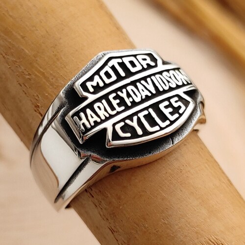 Biker Ring Men 925 Sterling Silver Harley Davidson Motorcycle - Etsy