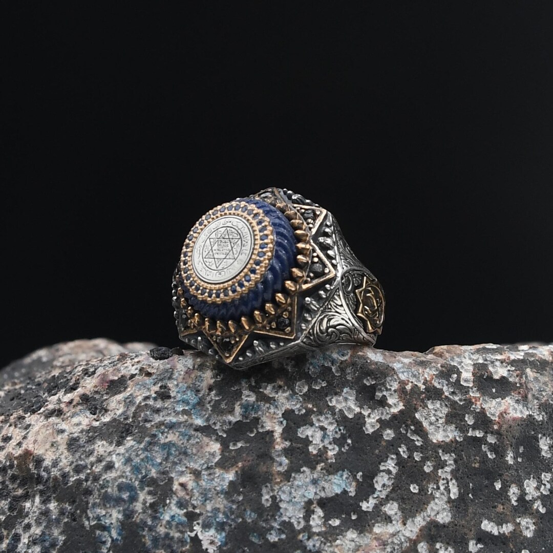 Star of David Ring, King Solomon Seal Silver Ring, Zulfiqar Ring, Amber ...