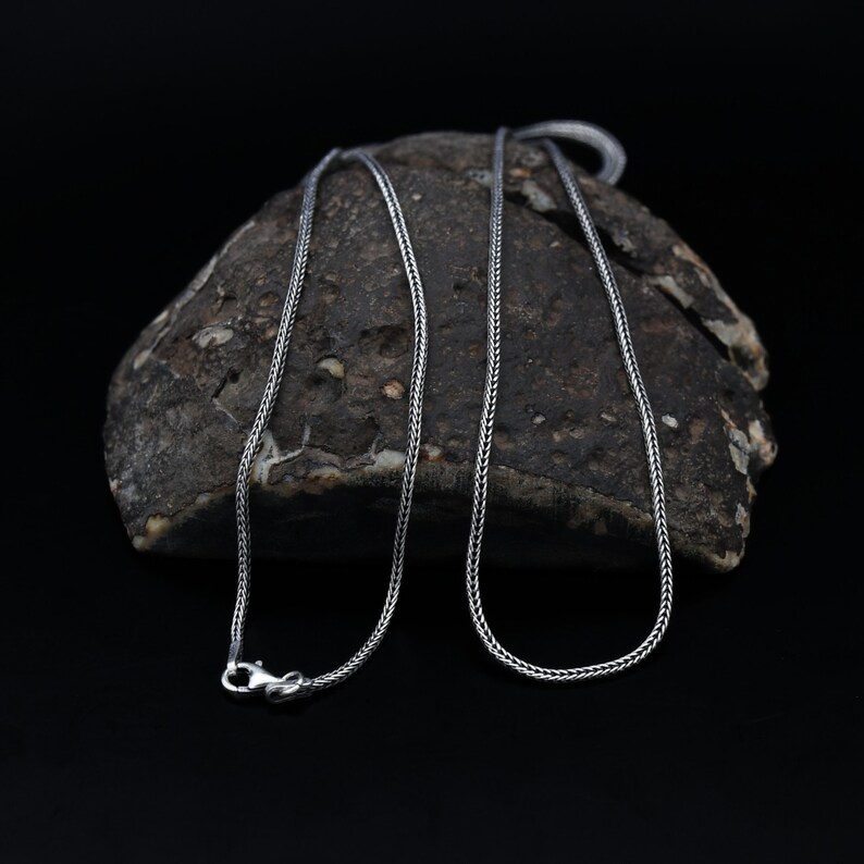 925 Sterling Silver 1MM Foxtail Chain Necklace for Men, Handmade ...